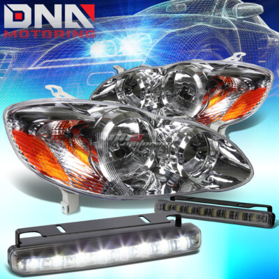 CLEAR LENS HEADLIGHT AMBER CORNER+8 LED SMOKE FOG LIGHT FIT 03-08 ...