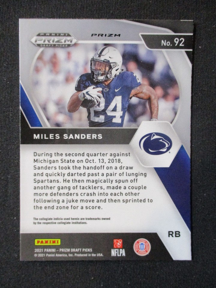 2021 Panini PRIZM Draft Picks Refractor #92 Miles Sanders Penn State ...