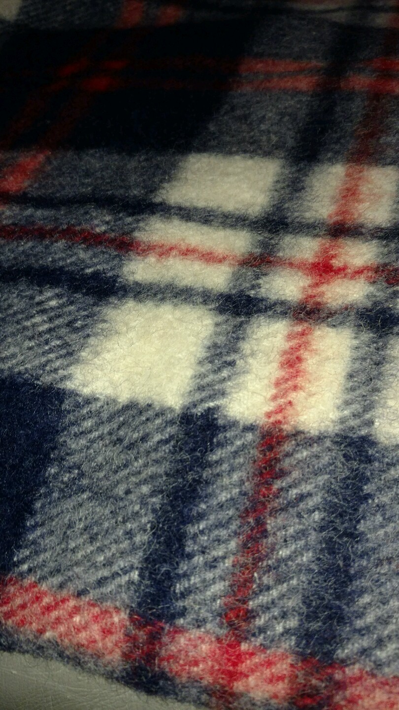 Vintage Concord Pram Rug blanket 100% Virgin wool red white blue plaid ...