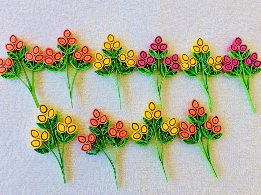 Paper Quilling DIY beautiful handmade flower buds branch 15 lot ...