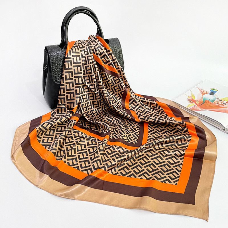 Beige Square Head Neck Scarf Wrap Satin Silk Shawl 90cm | eBay UK