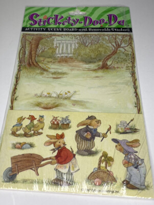 Vintage Gibson Sticker Activity Scene Board 1997 Bunny Rabbit Easter ...