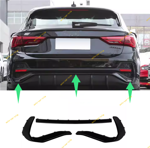 For Audi Q3 Sportback 2020-2024 Black Rear Bumper Diffuser Cover Trim ...