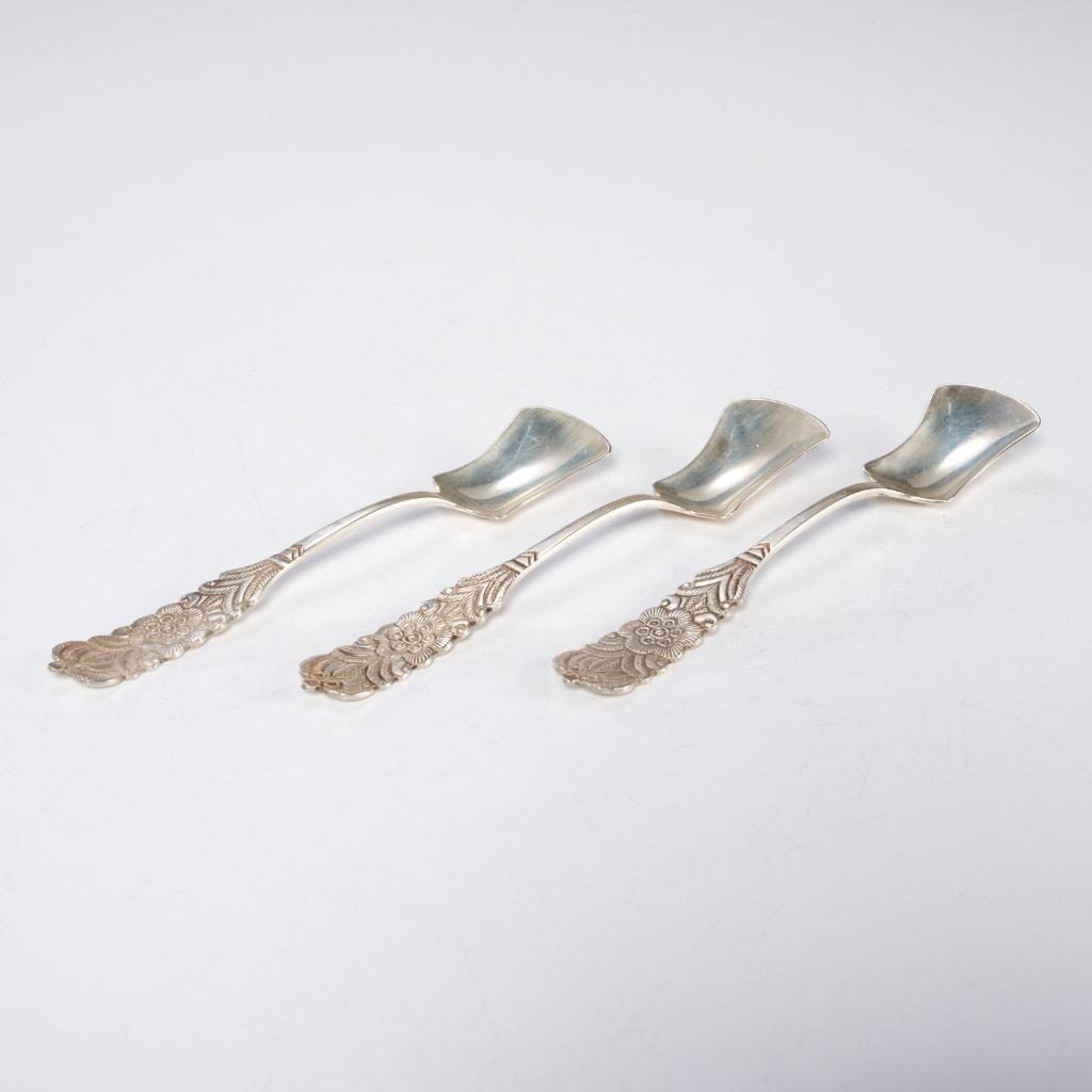 3 Sterling Silver Peruvian Plata Shovel Sugar Tea Spoons Embossed ...