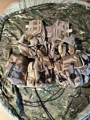 British Army Military Load Carrying Tactical Vest Desert Camo With 13 ...