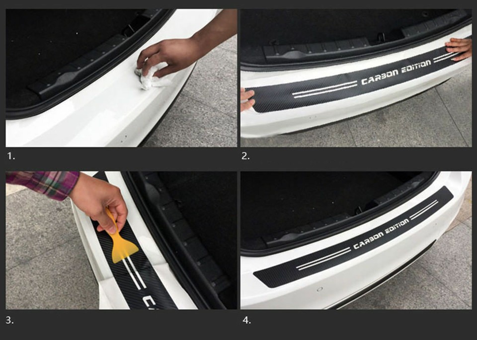 41"5D Carbon Fiber Vinyl protector Pattern Trunk Bumper Guard Trim ...