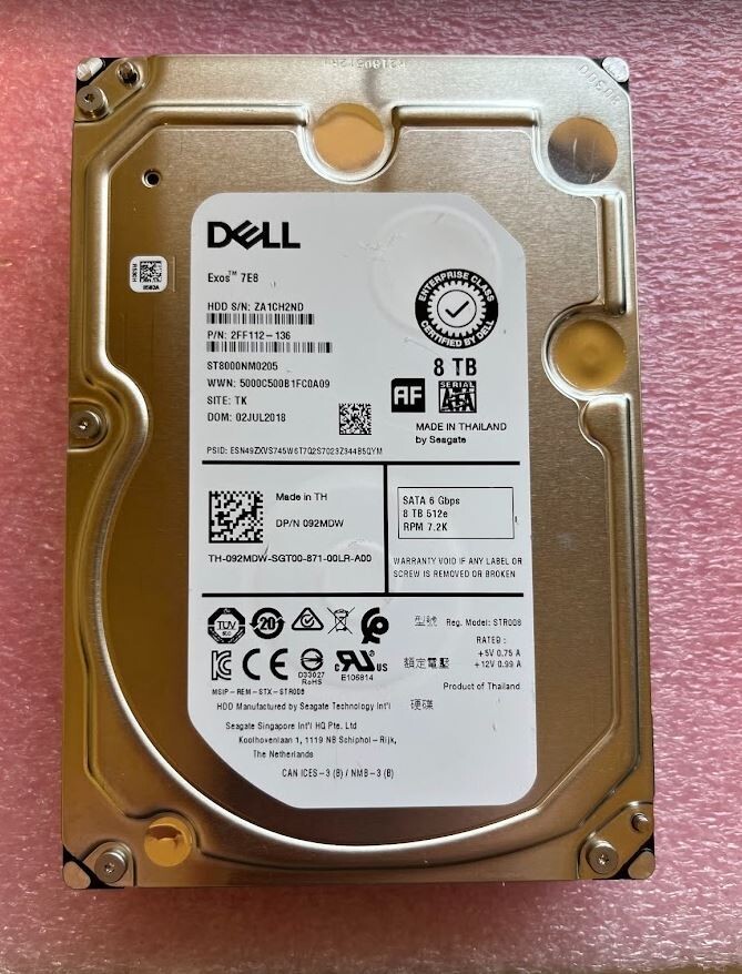 Dell 8TB 7.2K 6Gbps SATA 3.5 HDD 512e (92MDW-OSTK) | eBay