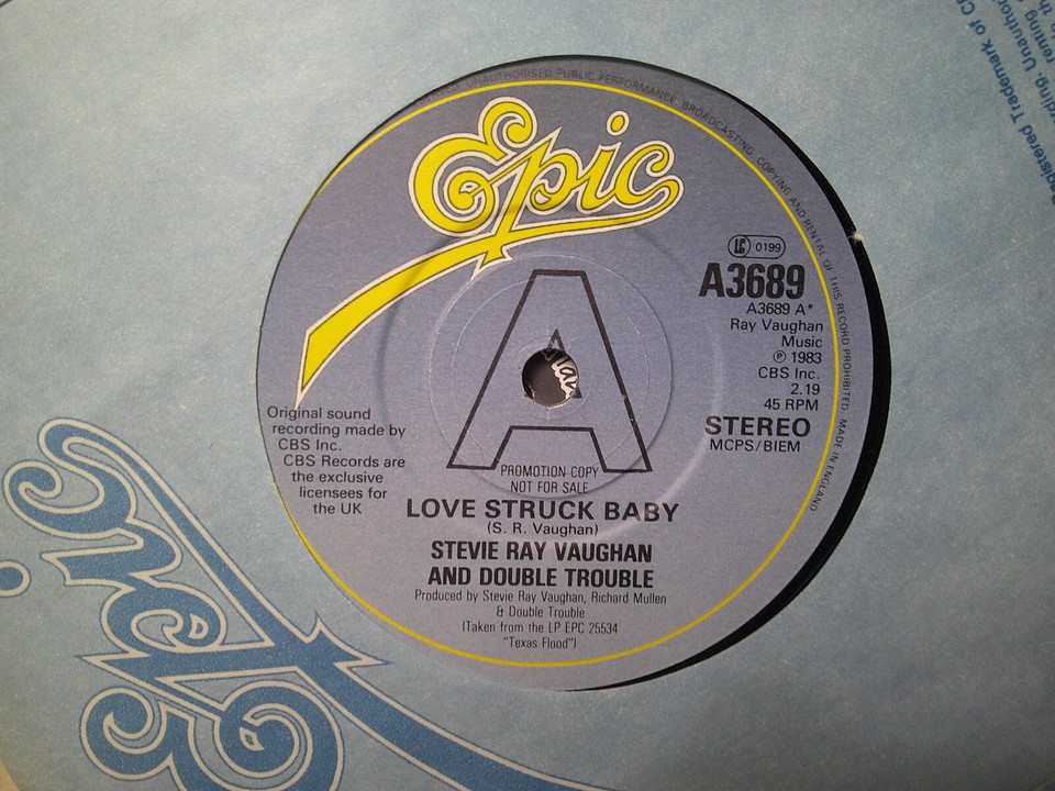 UK PROMO EPIC 45 RECORD/STEVIE RAY VAUGHAN/LOVE STRUCK BABY/RUDE MOOD ...