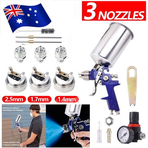1.4MM 1.7 2.5MM Nozzle HVLP Auto Paint Air Spray Gun Kit Gravity Feed ...