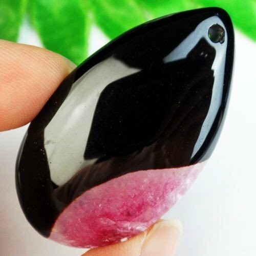 Black Red Druzy Geode Agate Teardrop Pendant Bead - 47x28x8mm | eBay