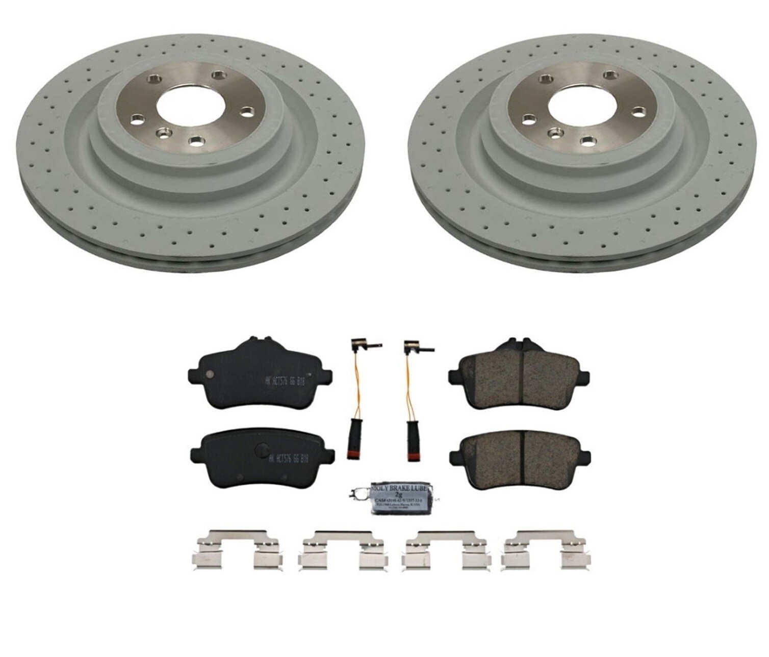 Genuine Rear Brake Kit Vented Disc Rotors & Akebono Ceramic Pads For MB ...