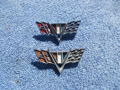 1963 64 65 66 Vintage Chevrolet Crossed Flags Fender Emblems | eBay