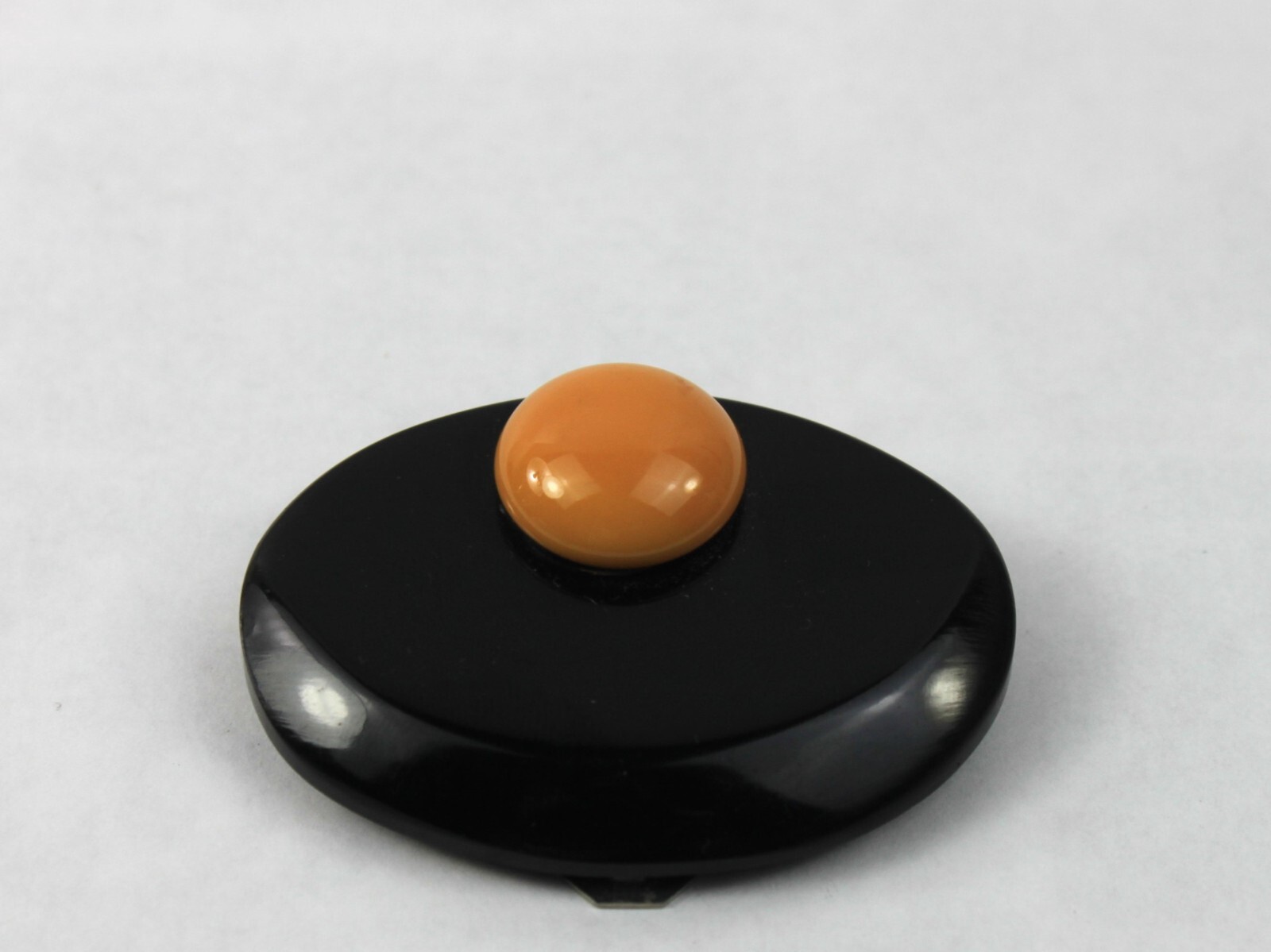 Bakelite Dress Fur Scarf Clip Two Tone Black Butterscotch Oval | eBay