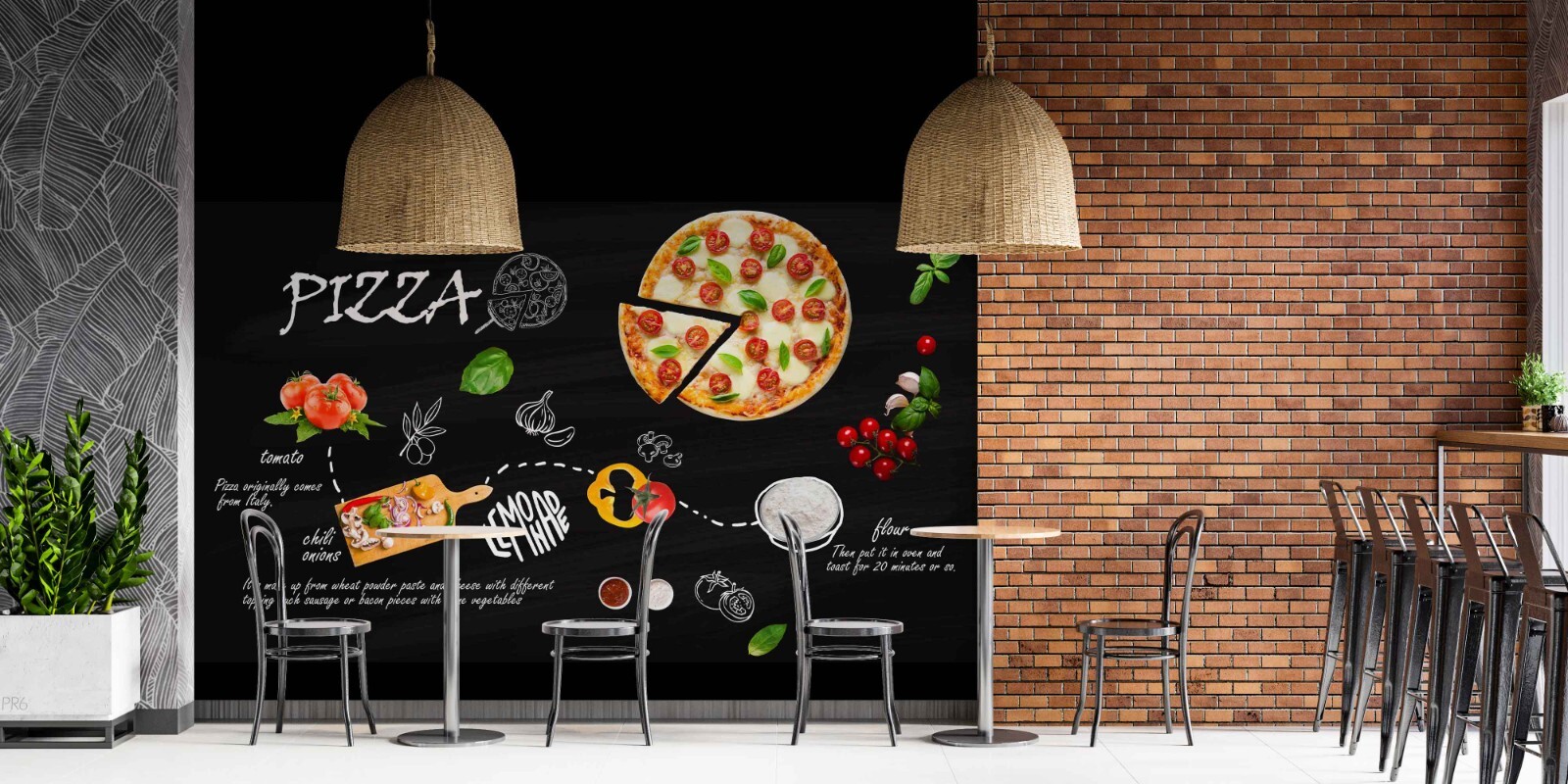 3D Pizzeria Background Black Wallpaper Wall Murals Removable Wallpaper ...
