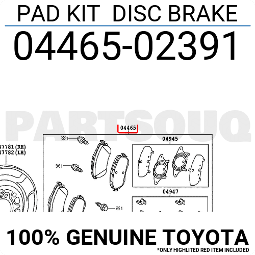 0446502391 Genuine Toyota PAD KIT DISC BRAKE 04465-02391 | eBay