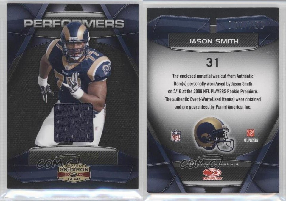 2009 Donruss Gridiron Gear Performers Jerseys /250 Jason Smith #31 ...