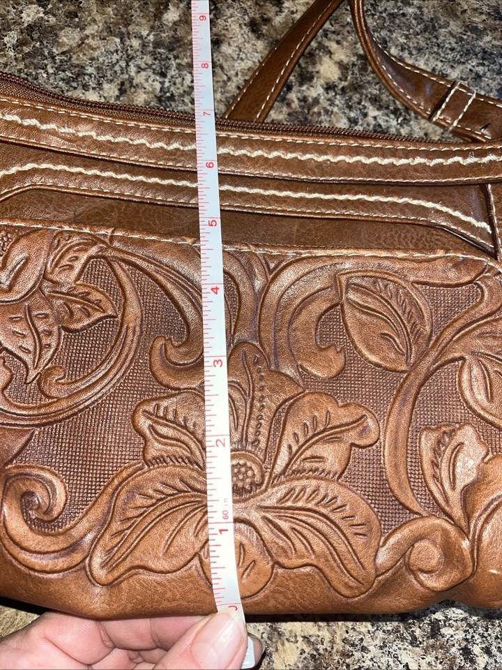 B.O.C Brown Floral Embossed Handbag Adjustable Crossbody Purse Born Of ...