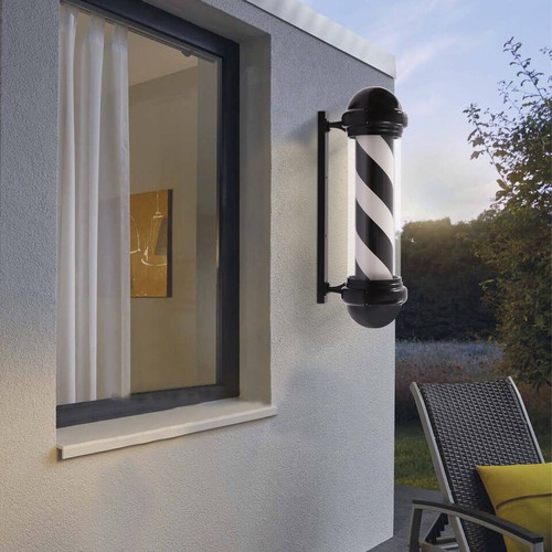 LED Barber Rotating Pole Light Hair Salon Shop Black/White Stripes Sign ...