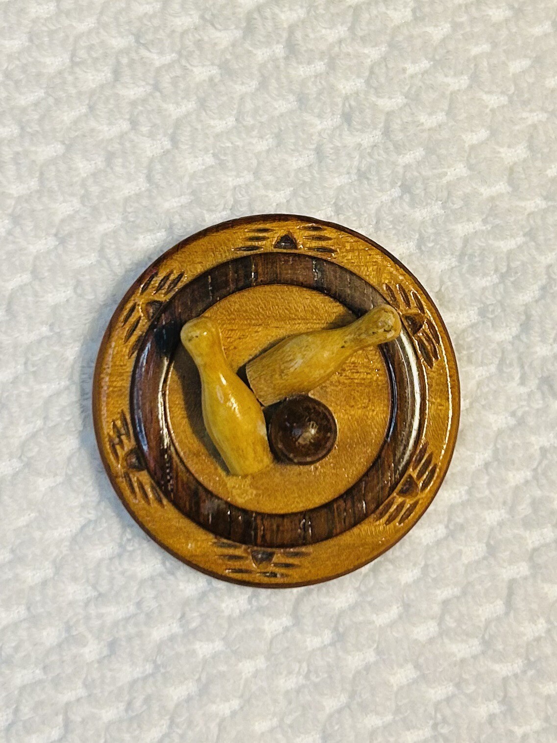 Vintage Bowling Ball And Pins Wooden Brooch Pin WudPin Wud Pin Of ...