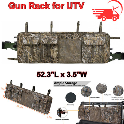 UTV Double Gun Bag Rack Rifle Carrier Case Rear Roll Cage Storage ...