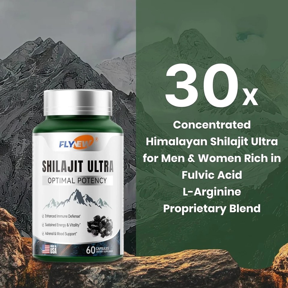 Flynew Shilajit Ultra Optimal Potency, Shilajit Extract with L-Arginine ...