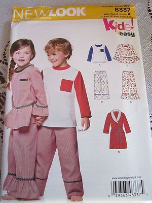 NEW LOOK 6337 GIRLS' BOYS' PAJAMAS ROBE TOP PANTS EASY Sewing Pattern ...