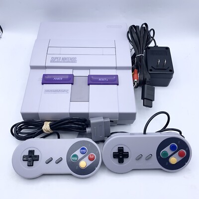 Super Nintendo SNES Console SNS-001 W/ 2 Controllers Cords *READ ...