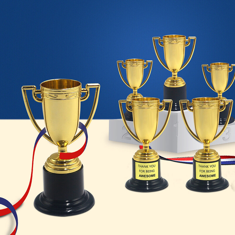 5Pcs Plastic Golden Mini Award Trophy Toys Prizes For Kids Birthday ...
