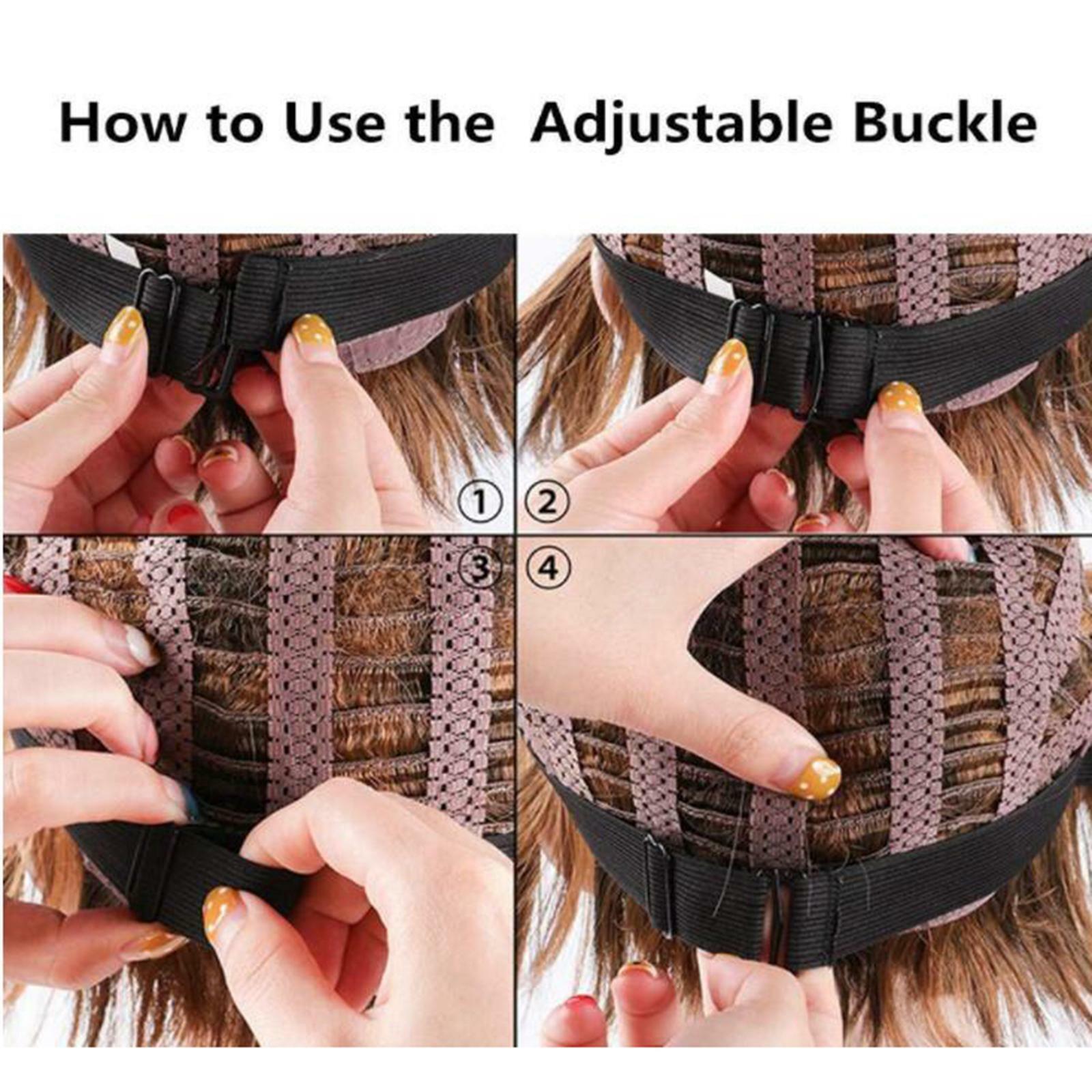 5x Black Adjustable Elastic Band Straps With Hooks For Wigs Caps ...