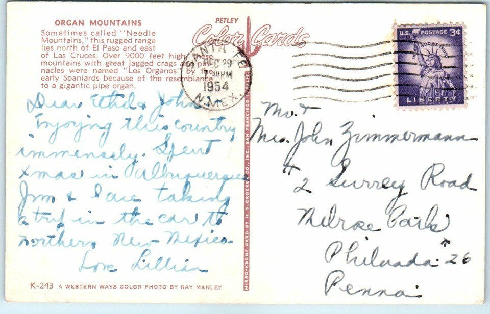 Postcard - Organ Mountains - Desert Peaks National Monument, New Mexico ...