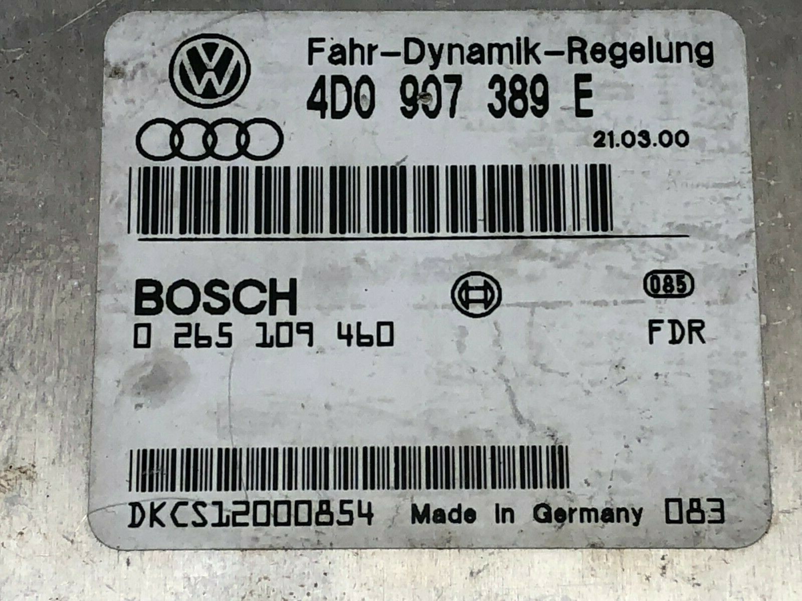 VW Audi A8 Driving Dynamics Control Module Unit ESP 0 265 109 460 4D0 ...