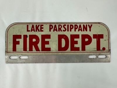 license plate topper Lake Parsippany Fire Department NJ 1950s vintage ...