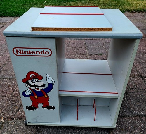 Vtg NINTENDO Video Game System Rolling Storage Cart Cabinet White Shelf ...