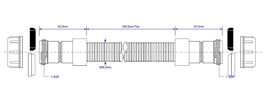 Condensing Boiler Condense Pipe Flexible Joiner 300mm Overflow 21.5mm ...
