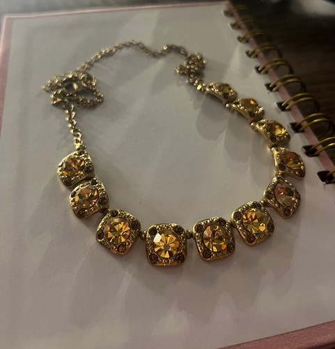 LOFT Gold Rhinestone Cluster Statement Necklace 18" Long | eBay