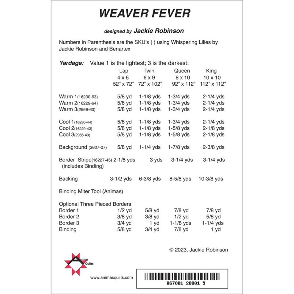 Weaver Fever Quilt Pattern by Animas Quilts-4 Sizes | eBay
