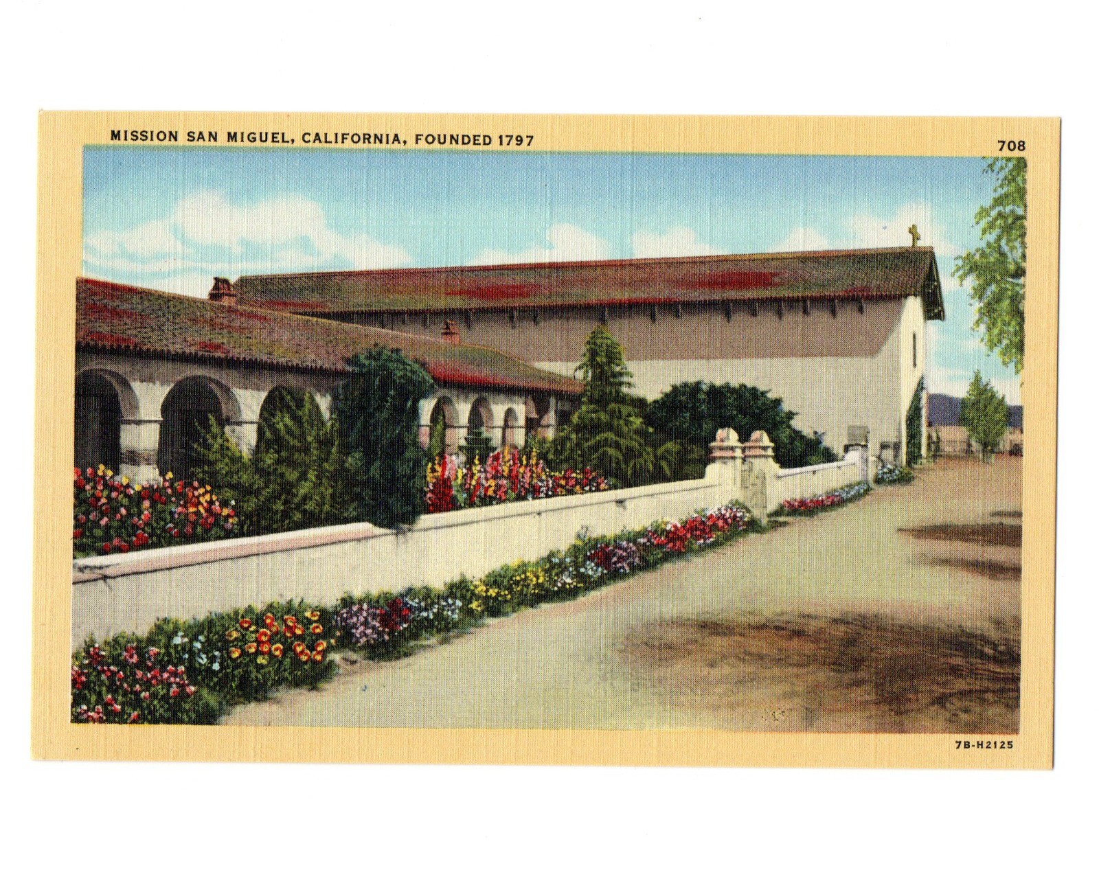 Mission San Miguel, California Postcard Vintage Linen Post Card | eBay