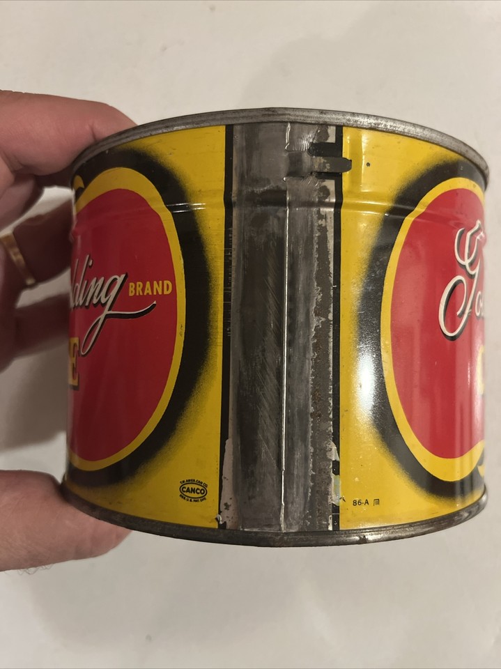 Vintage 1950s Unopened Golden Wedding Coffee Tin Key Wind 1 Lb Full NOS ...