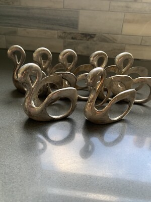 Set Of 7 Wm.A.Rogers Swan Napkin Rings Silver Plated | eBay