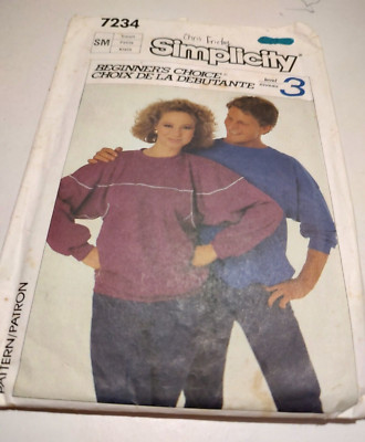 1985 SIMPLICITY 7234 Misses' Men's Pullover Top Size SM, CUT | eBay