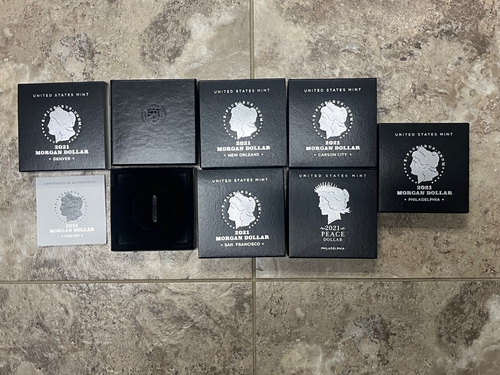 2021 Morgan & Peace Silver Dollar BOX & COA Only 6 Boxes - No coins or ...