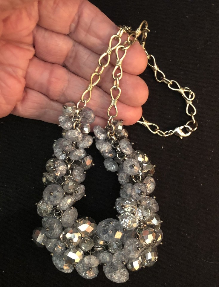 Grey, Faceted, Cracked Glass ? Beads , Some With Silver AB Coating.. | eBay