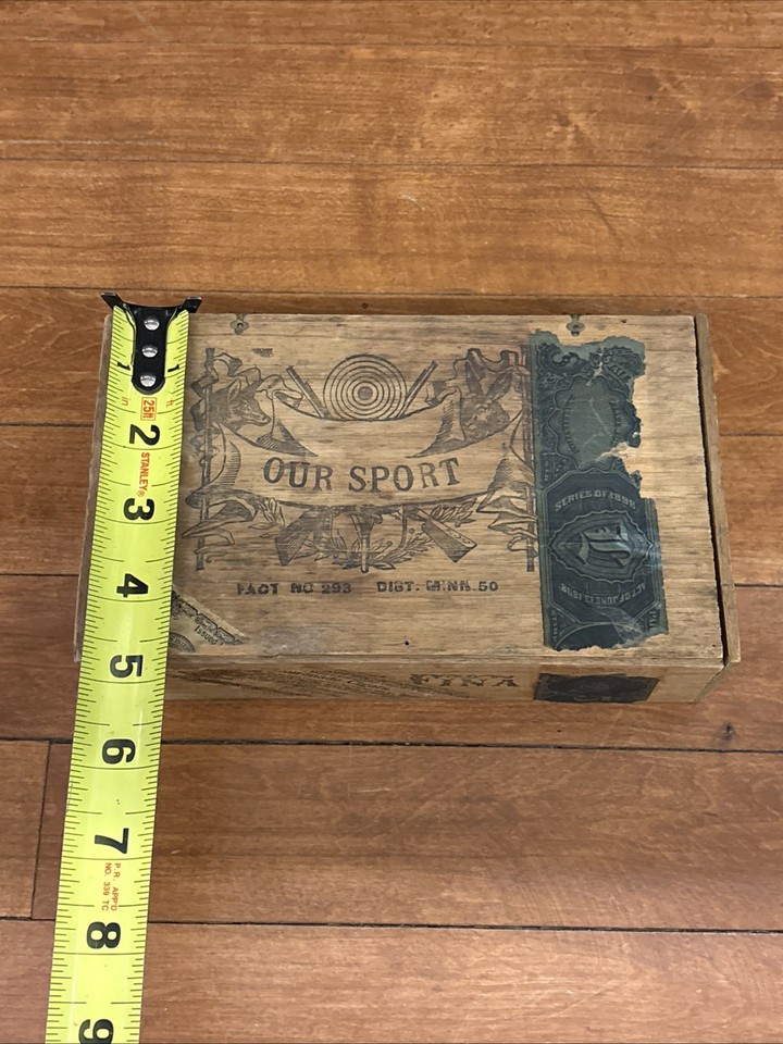 RARE Antique Wooden "Our Sport" Cigar Box w/TAX LABLE Winona Minnesota ...