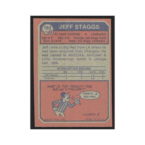 1973 Topps Jeff Staggs RC Cardinals #182 | eBay