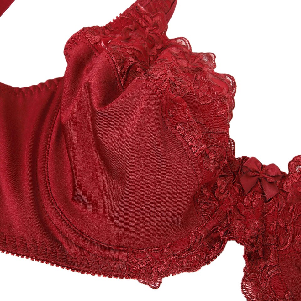 Women's Underwire Unlined Bra Minimizers Non-Padded Full Coverage Lace ...