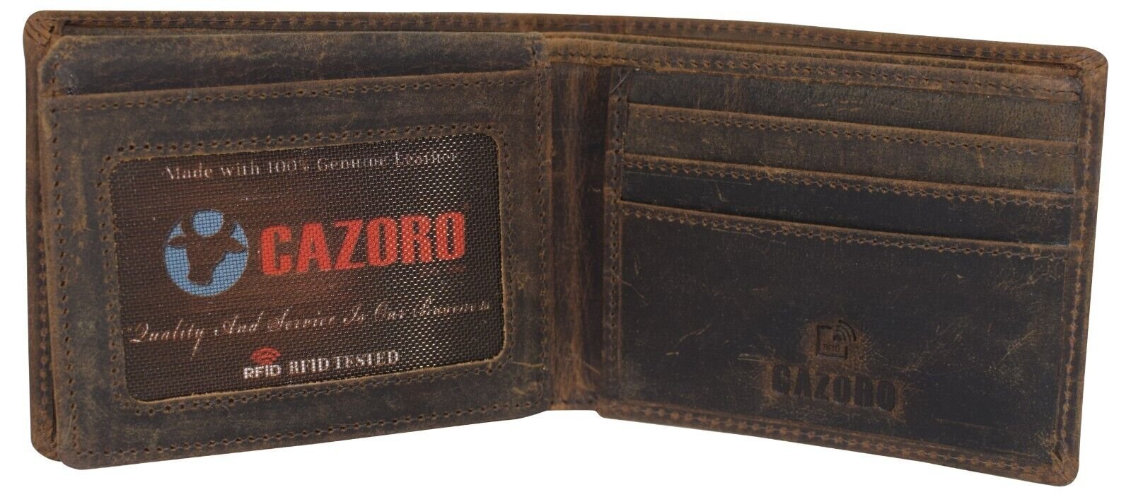 Wallet for Mens Vintage Genuine Leather RFID Blocking Bifold Distressed ...