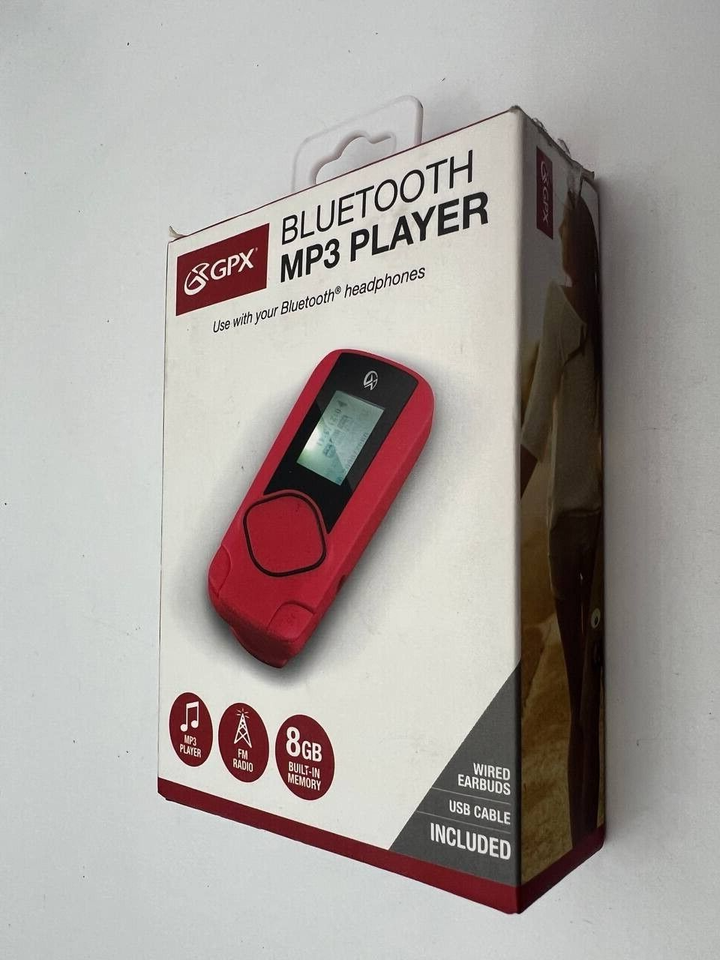 GPX MWB308R MP3 Player 8GB Bluetooth FM Radio Voice Recorder Red Retro ...