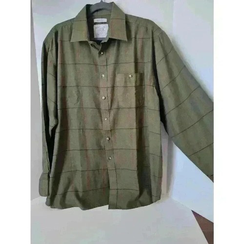 Men's Bonart Adstock Shirt Green Windowpane Plaid Size 17 | eBay Australia