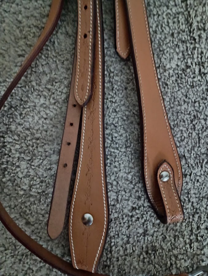 New Western Leather Horse Bridle Headstall Barbed Wire Pattern | eBay