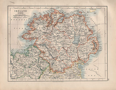 1914 MAP ~ IRELAND NORTH ~ DONEGAL TYRONE DOWN LONDONDERRY | eBay UK